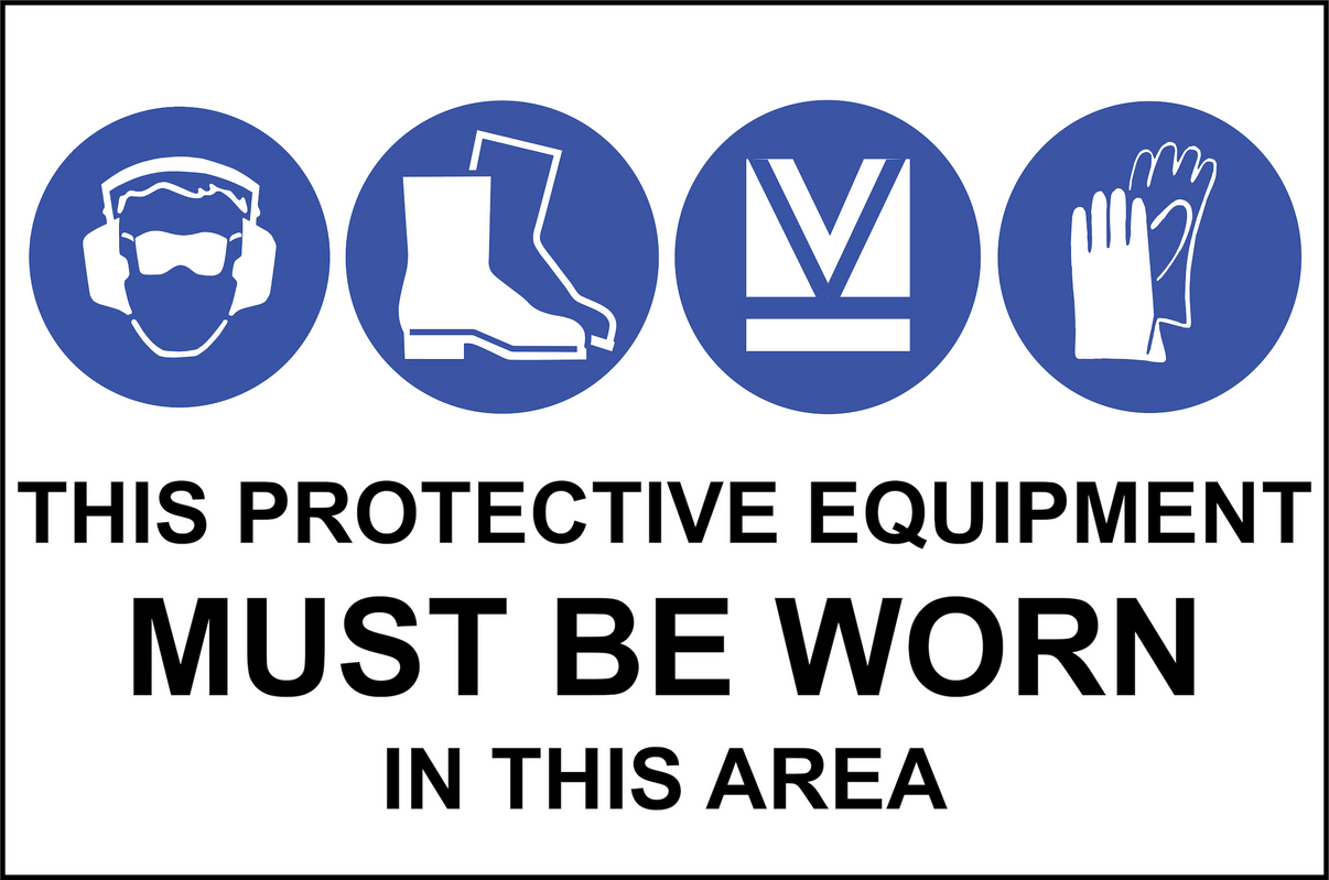 Mandatory - Multiple Mandatory Icons - PPE Must Be Worn In This Area ...
