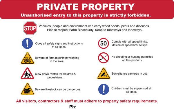 Premium Entry Sign 900x600mm – Farm Safety Signs